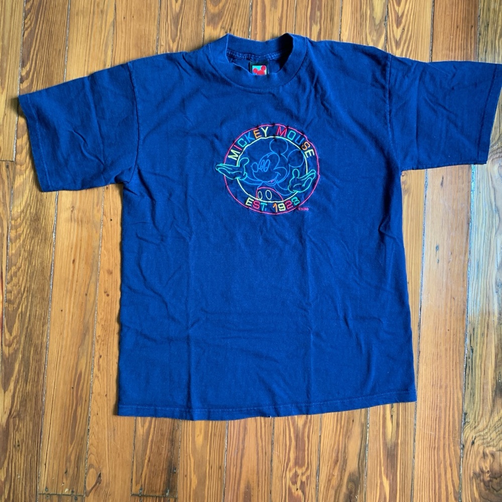 1990s Disney Mickey Mouse Blue And Multicoloured T Sh… - Gem
